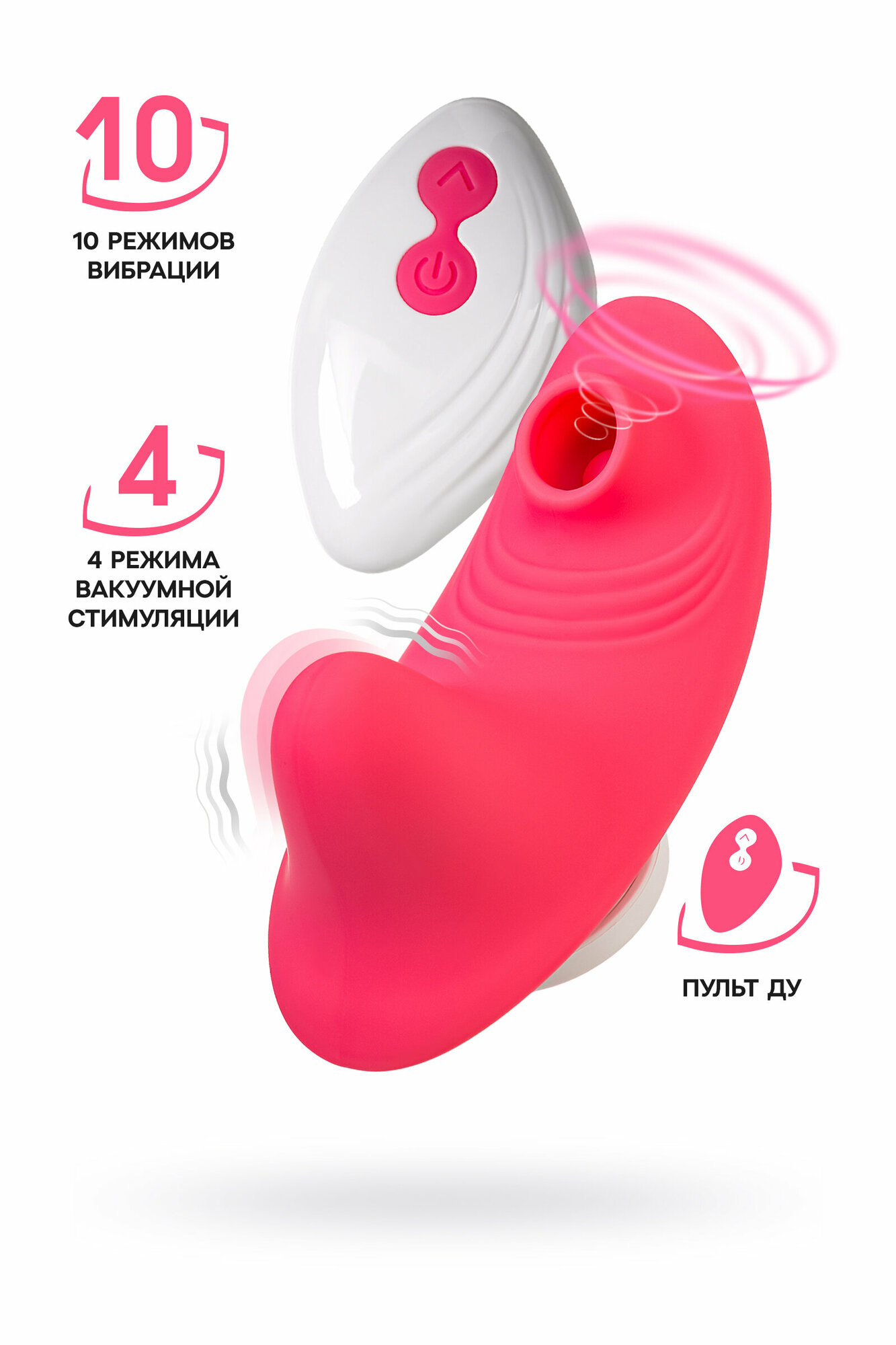 Вибровкладыш в трусики с вакуумной стимуляцией клитора с пультом д\у JOS Xiari Toyfa 782041 розовый