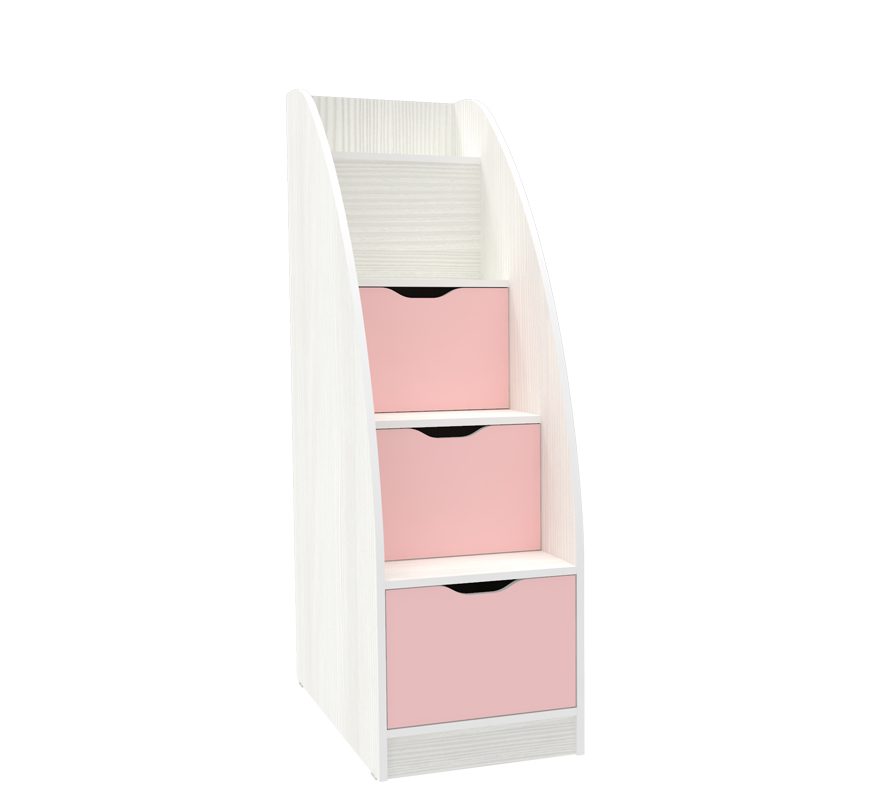 Лестница комод Астра Белое Дерево Розовый