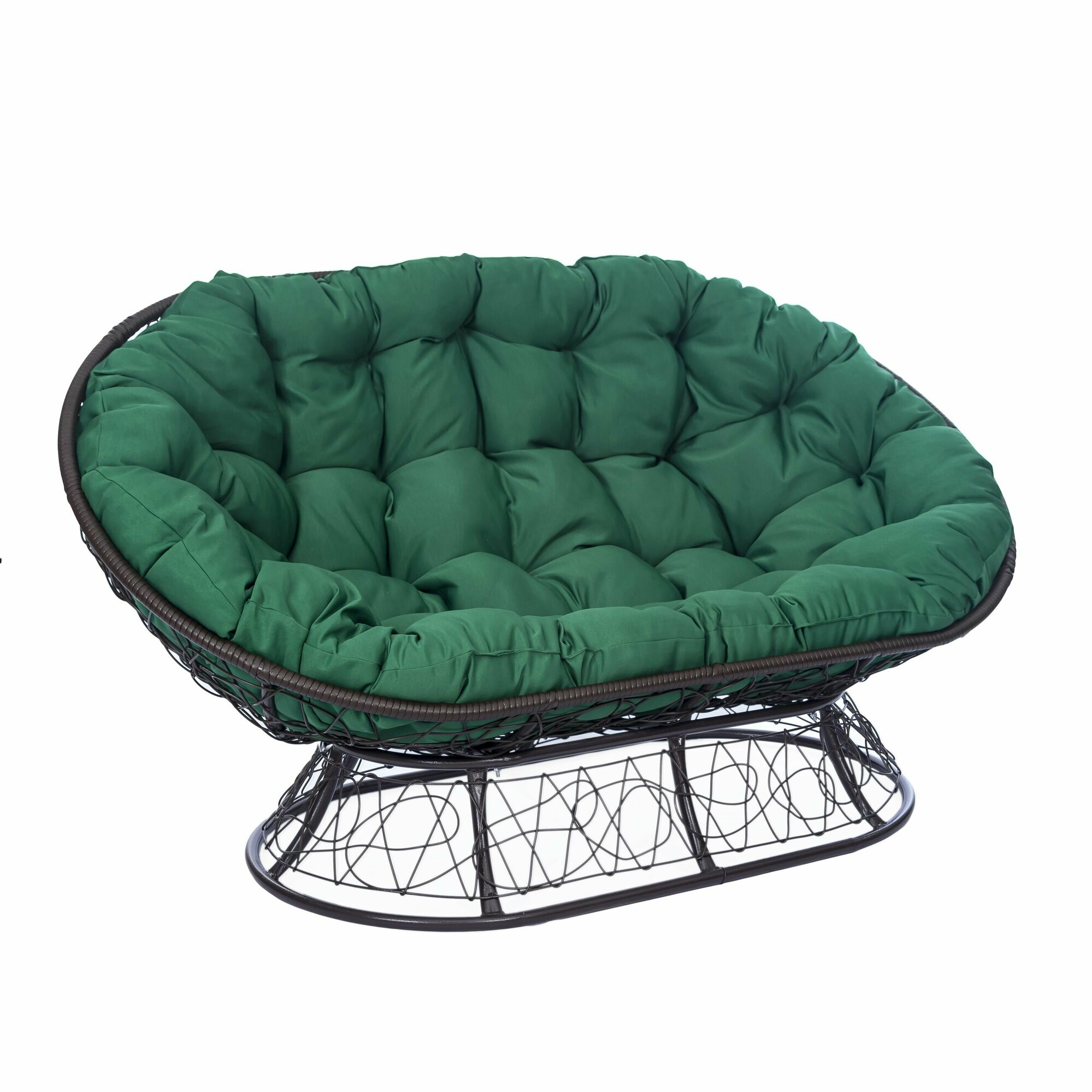 Диван садовый мамасан плюс коричневый + подушка зеленая