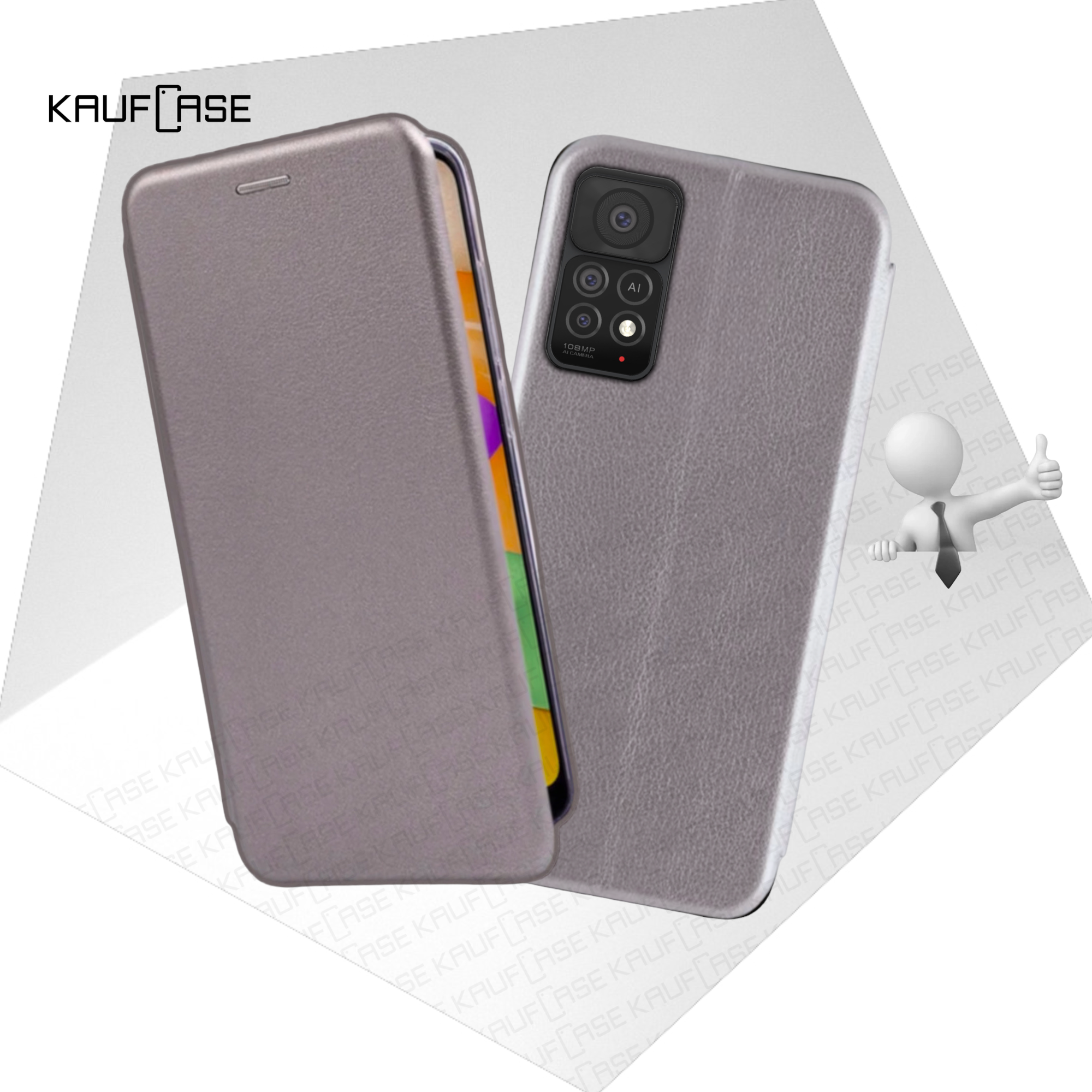 Чехол книжка для телефона Xiaomi Redmi Note 11 Pro 5G /Note 11E Pro (6.67"), серебро. Текстура под кожу