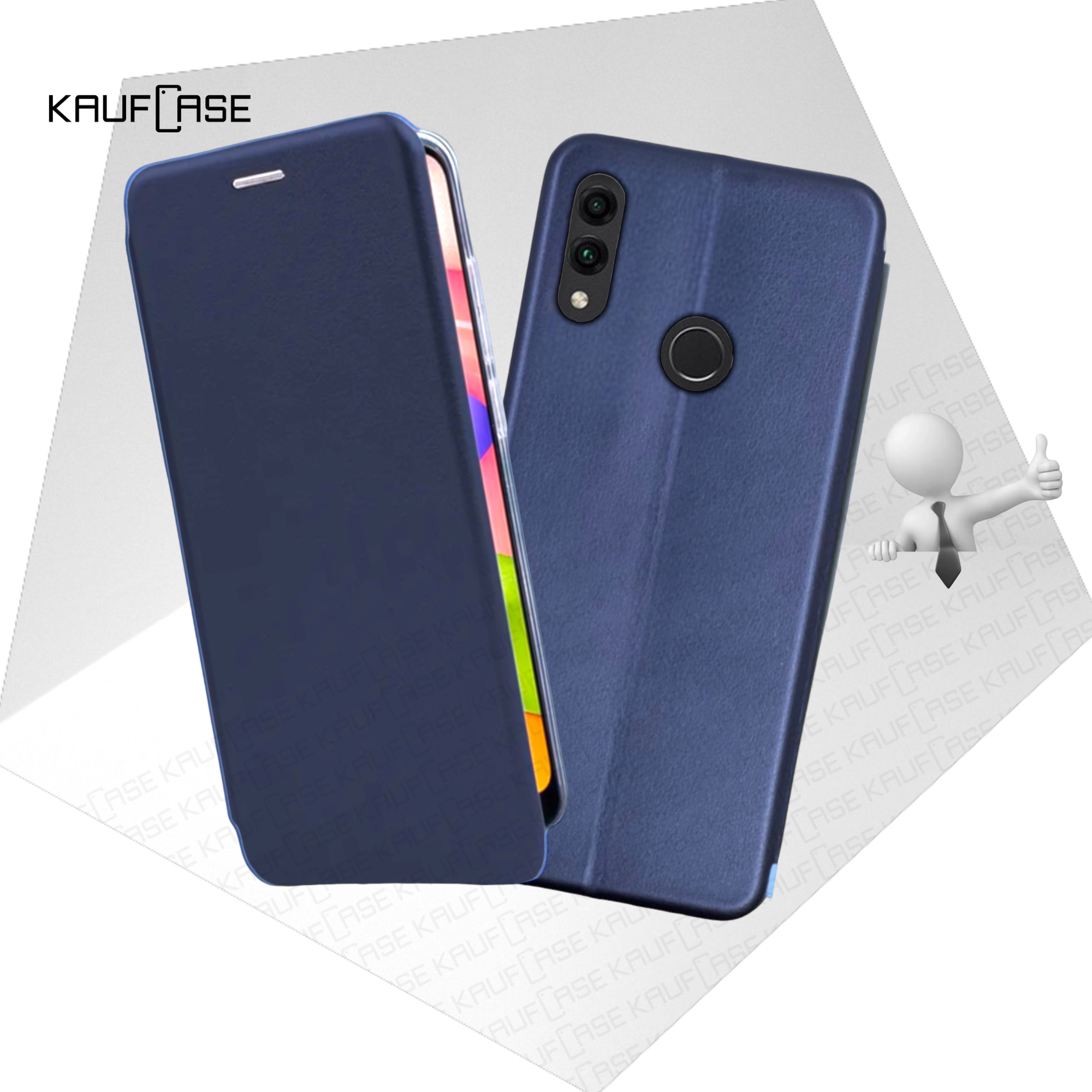 Чехол книжка для телефона Huawei Honor 8X (2018) (JSN-L21) (6.5"), темно-синий. Текстура под кожу