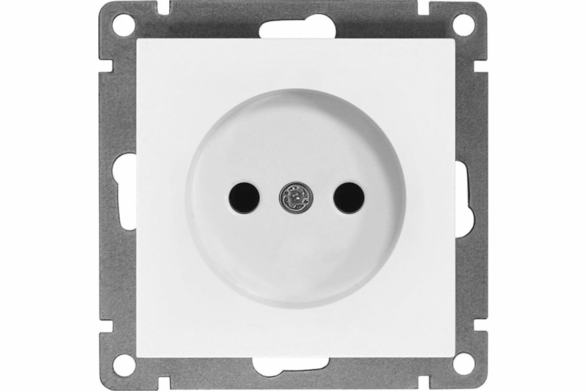 Розетка одноместная UNIVersal серия Афина б/з, с/у, 16А, 220В, белая, А0022