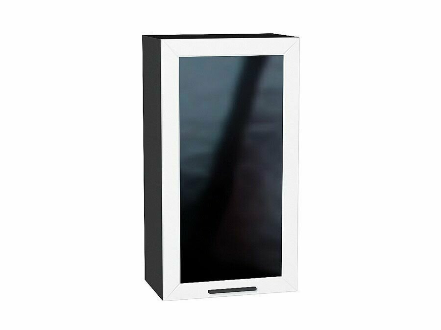 Настенный модуль для кухни Шкаф верхний с 1-ой остекленной дверцей Глетчер 920*500*318 Айленд Силк / Graphite