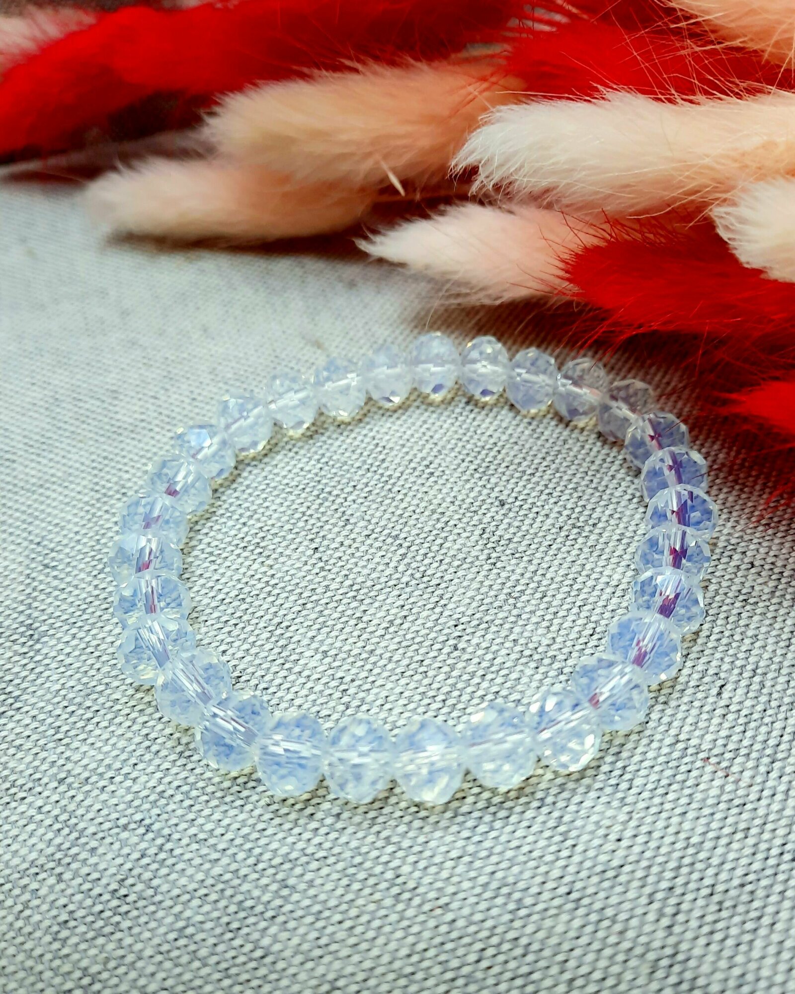 Браслет, искусственный камень, лунный камень