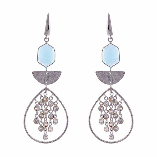 Серьги, серебро, 925 проба, халцедон