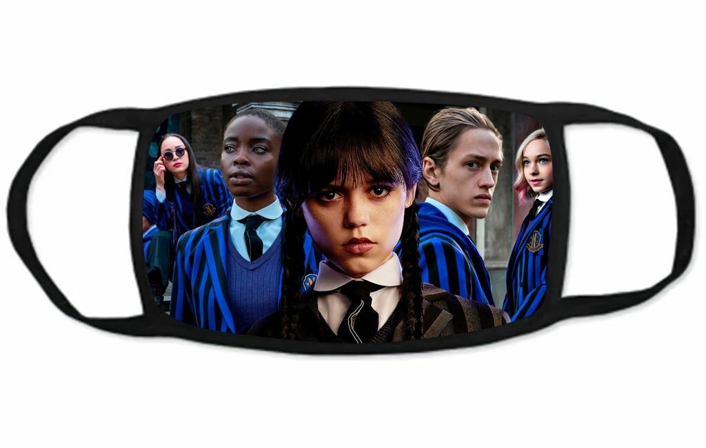 Маска на лицо Уэнсдей, Wednesday №10, Детская 18 на 10 см