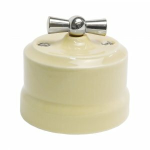 Ретро переключатель поворотный (2-кл) с серебристой ручкой EDISEL Verona слоновая кость