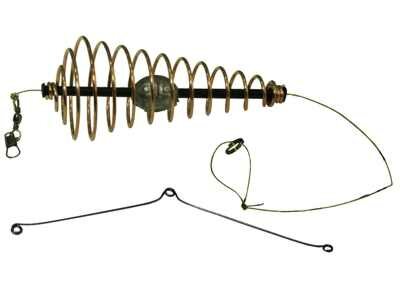 Кормушка донная оснащенная Вихрь №1-25гр с леской 0.40мм вертлюгом карабином и коромыслом