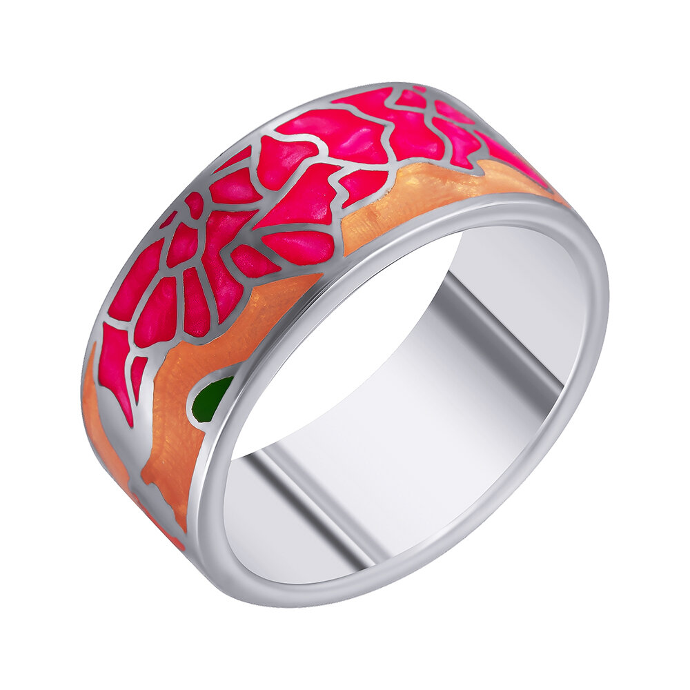 Кольцо, серебро, 925 проба, эмаль