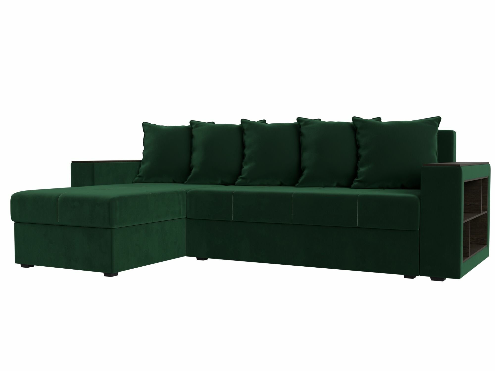 Диван угловой Дубай Лайт левый угол, велюр зеленый