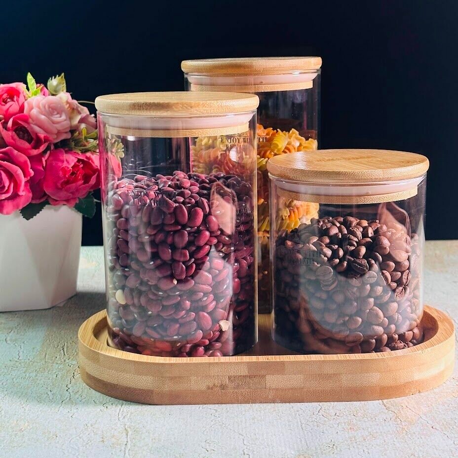 Набор из 3 банок для сыпучих продуктов 700/900/1050мл.