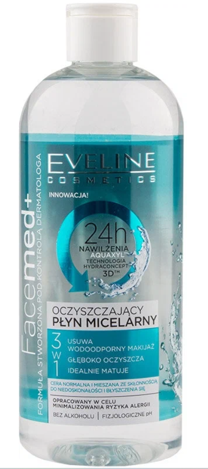 Eveline Cosmetics Facemed+ мицеллярная вода очищающая 3 в 1, 400 мл