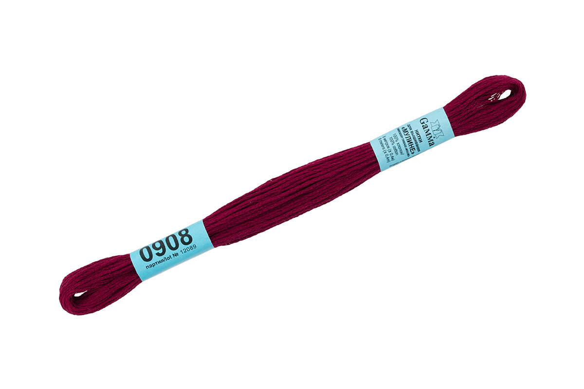 Мулине GAMMA нитки для вышивания 8м. 0908 бордовый, 1 штука.