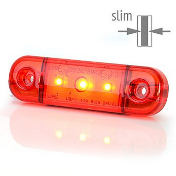 WAS 709 фонарь габаритный красный 12v-24v led провод 23cm \