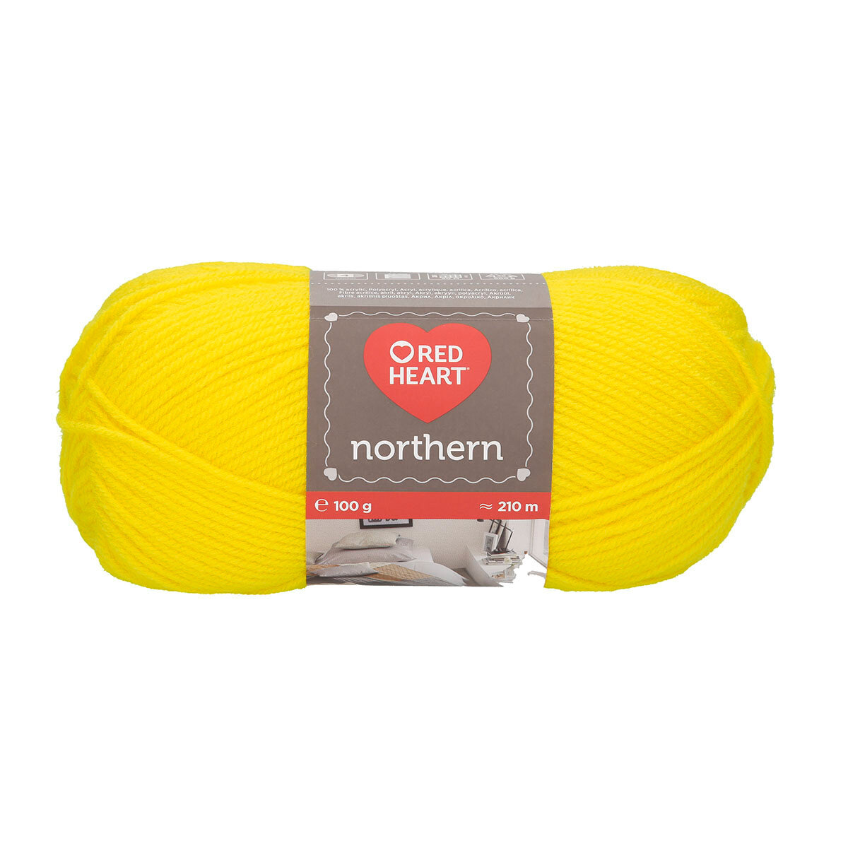 Пряжа для вязания Red Heart 'Northern' 100г, 210м (100% акрил) (08217 желтый), 5 мотков