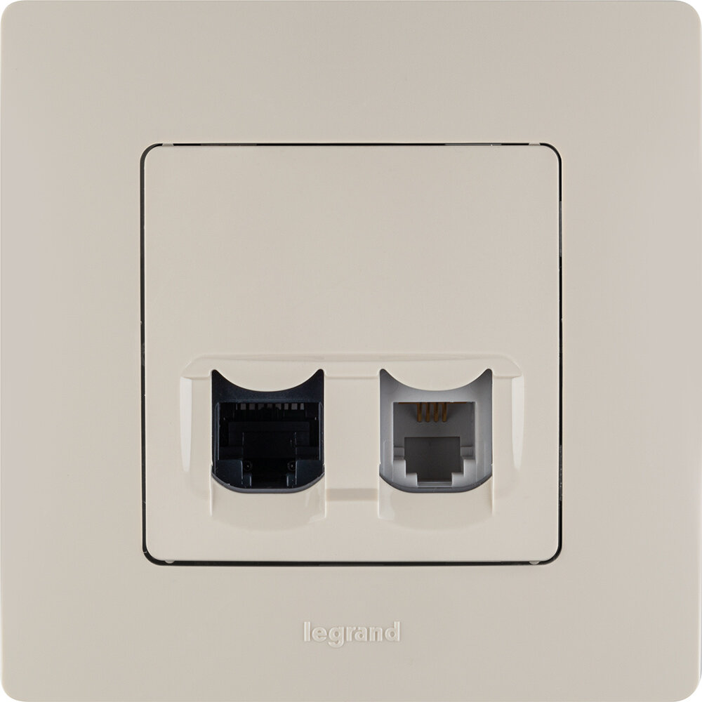 ETIKA Розетка двойная RJ11+RJ45 кат.5E UTP слоновая кость, IEK 672352 (1 шт.)