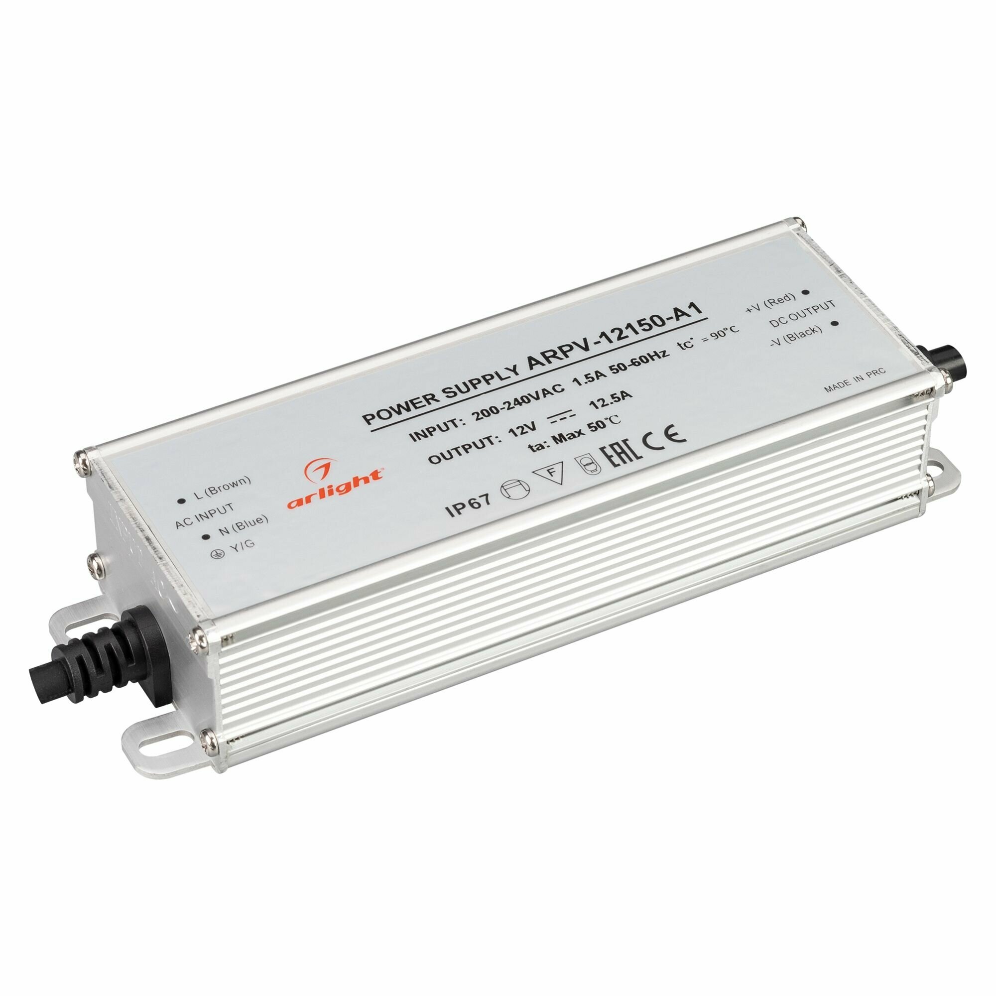 Блок питания для светодиодной ленты Arlight ARPV-12150-A1 (12V, 12.5A, 150W)