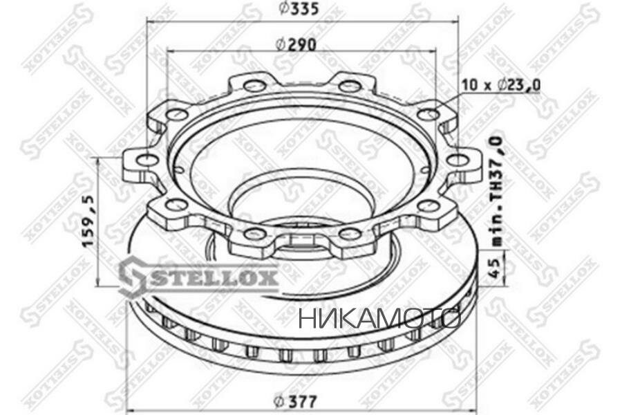 STELLOX 8500808SX диск тормозной !377/290x45/160,10n, с ABS\BPW SKH, SB3745/KNORR SB6