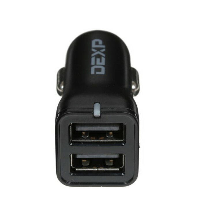 Автомобильное зарядное устройство DEXP GR649, USB Type-A, 2 разъема, черный