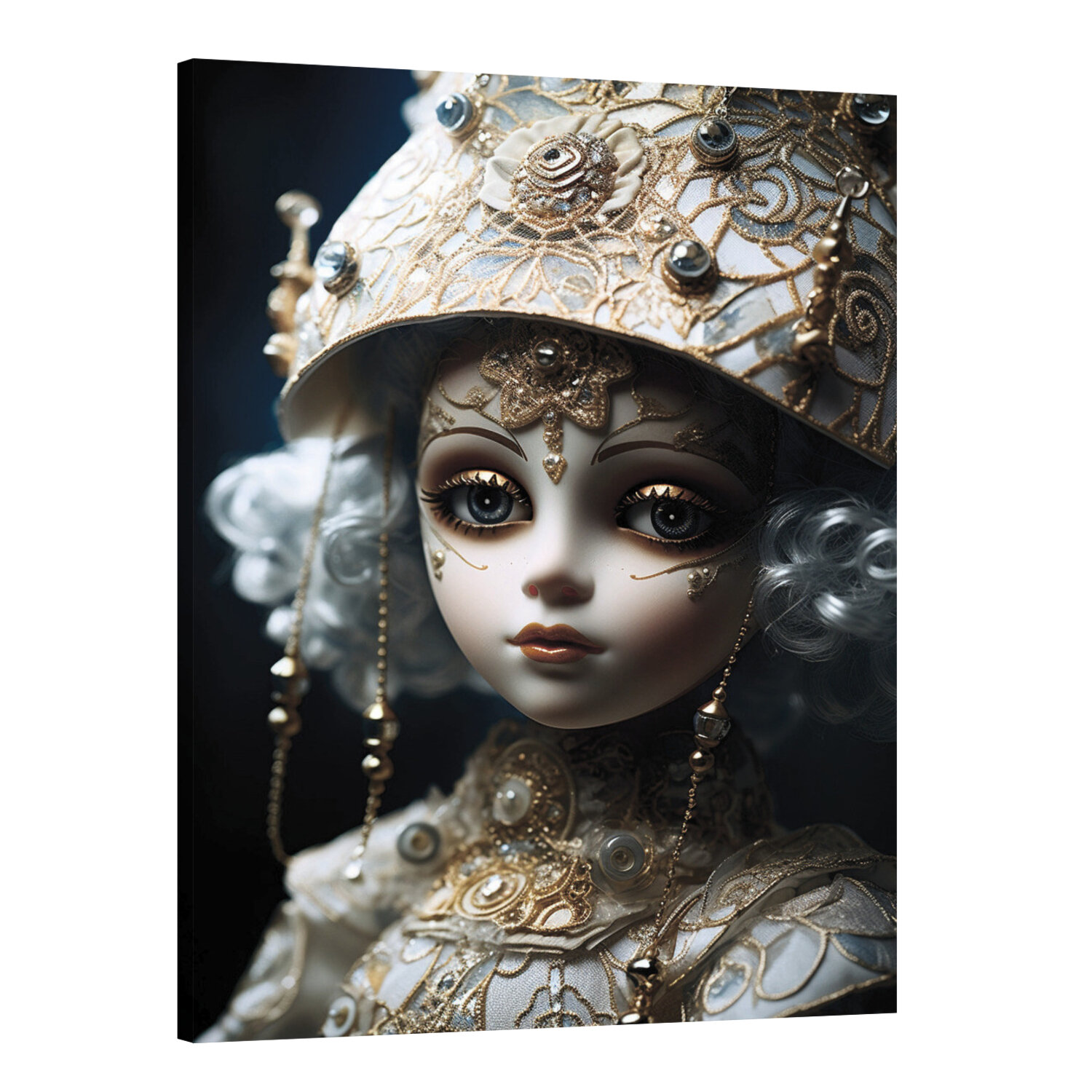 Интерьерная картина 50х70 "Кукла в маскарадном костюме"