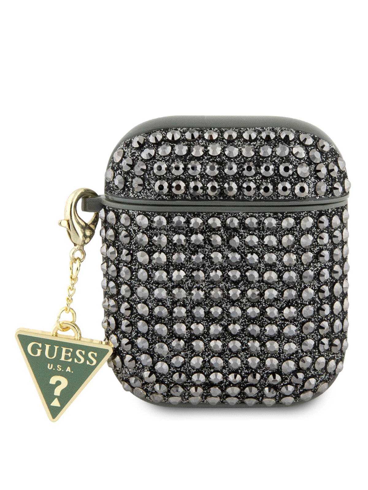 Guess для Airpods 1/2 чехол Diamond Rhinestone with Triangle charm Green