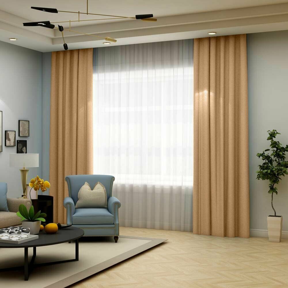 Шторы блэкаут - 2 шт. (шир. 150 см * выс. 240 см) . бежевые Цена за 2 шторы на ленте под крючки БК-1