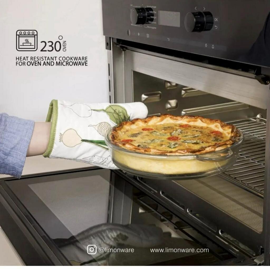 Стеклянная форма для запекания и выпечки LimonKitchenWare, круглая 3,4 литра