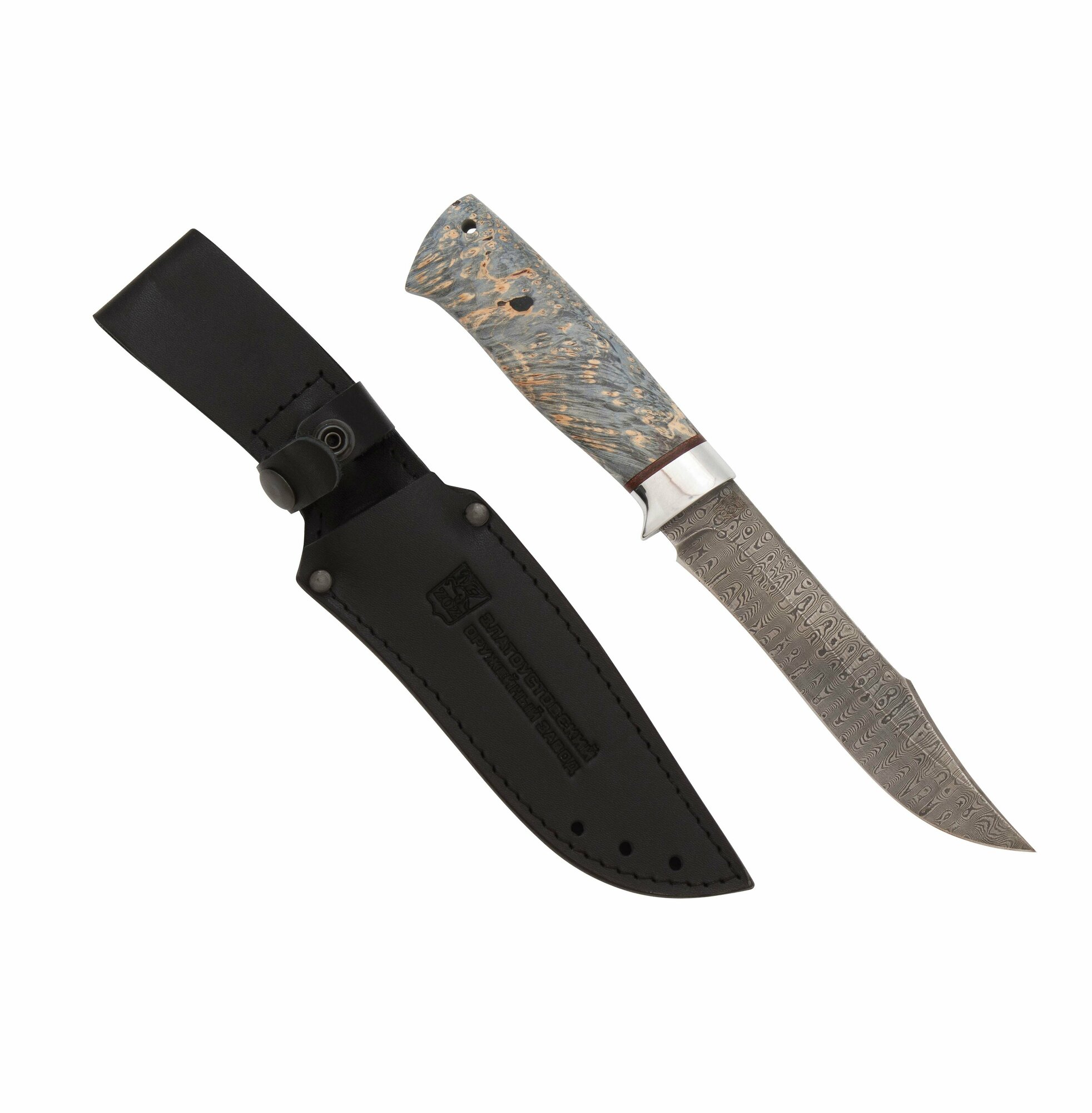 Нож "Волк" (нержавеющая дамасская сталь, карельская береза стабилизированная/ал.)