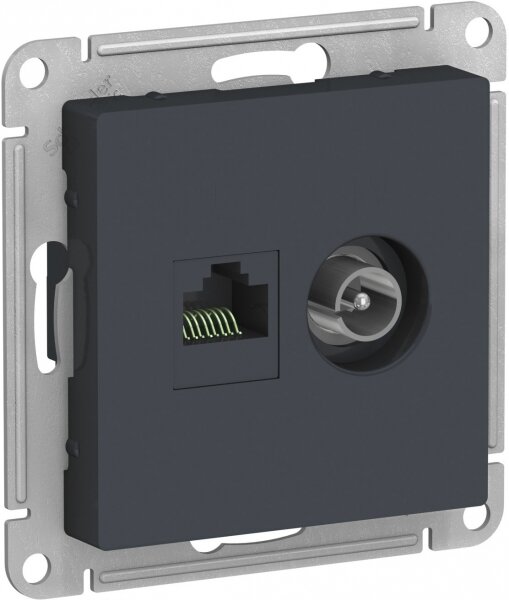 15 шт. Systeme Electric AtlasDesign Грифель Розетка двойная комп+ТВ, RJ45+TV, кат.5E, механизм, ATN000789