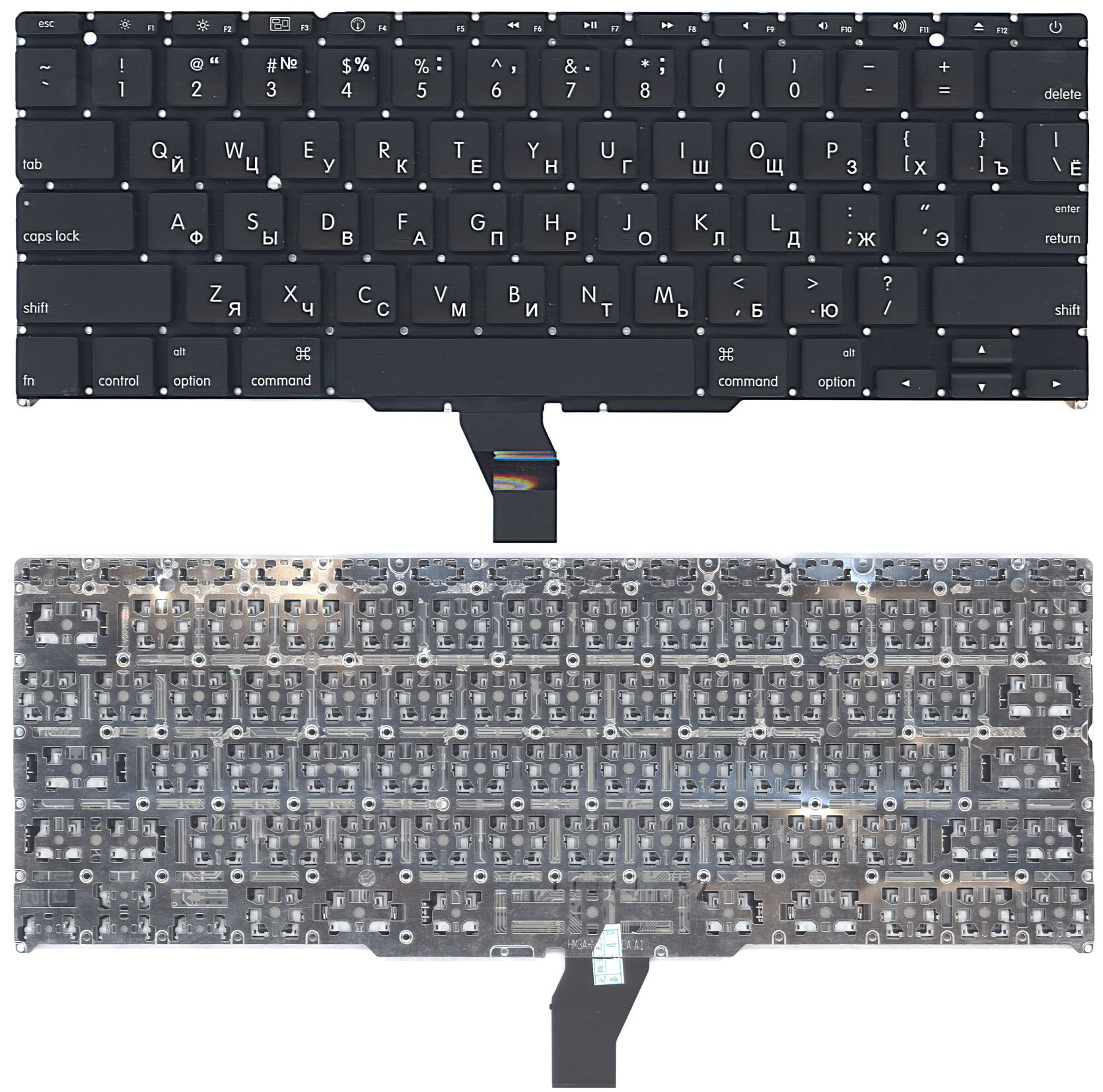 Клавиатура для Apple Macbook Air A1369, 2010+, плоский ENTER, без подсветки, Русская, Чёрная