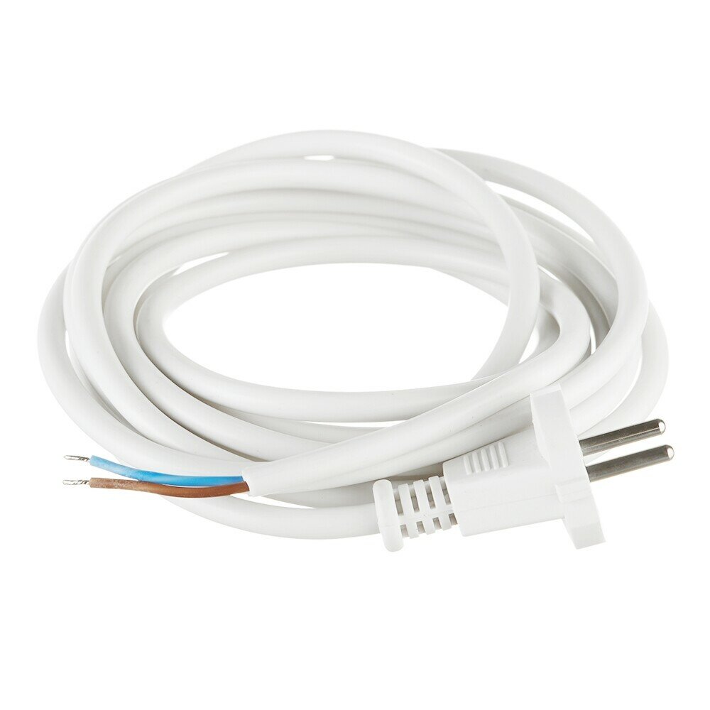 Шнур сетевой с вилкой 3,0 м ПВС-ВП 2х0,75 кв. мм 10 А Партнер-Электро белый (ЦБ-00013566/4511) Партнер Электро ЦБ-00013566/4511