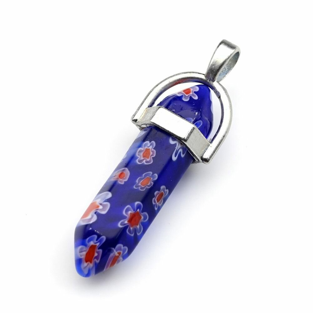 Кристалл - маятник из муранского стекла 13*10*41мм цв. синий яркий