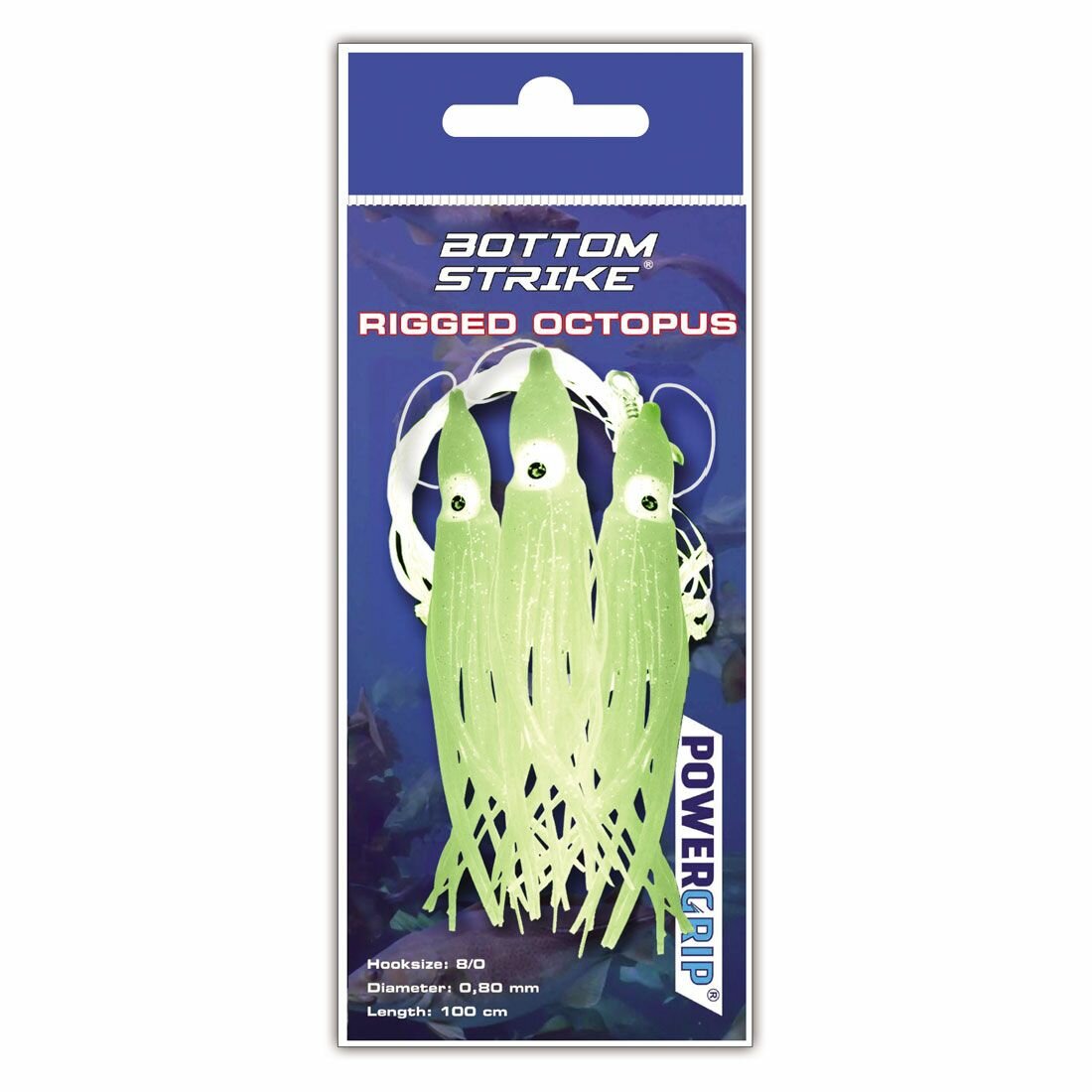 Сабики (самодуры, самоловы, борода) для рыбалки Stinger (1 упк. по 3 шт.) Rigged Octopus #8/0 0.80mm 100 g Glow
