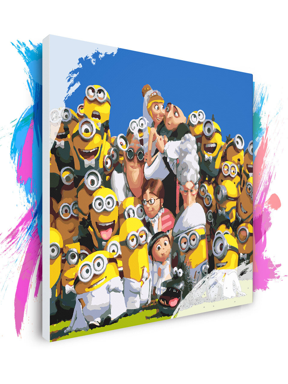 Картина по номерам на холсте Семья миньоны, 60 х 60 см
