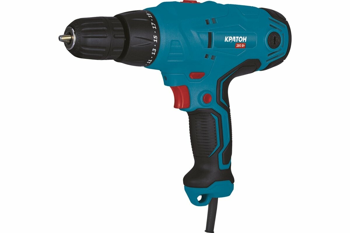 Дрель-шуруповерт электрическая от сети Кратон ESDD-280/24, Мощность 280Вт, Безударный, Щеточный