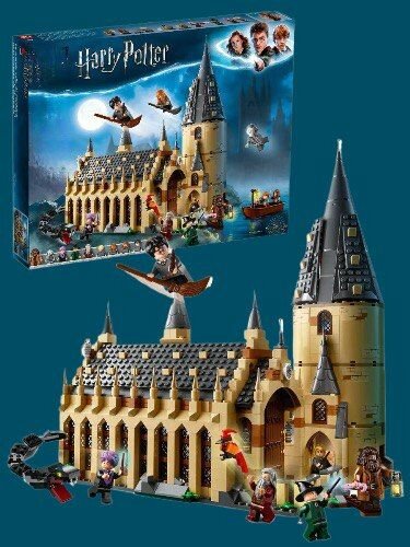 Конструктор Гарри Поттер Большой зал Хогвартса, 924 детали, совместим с Harry Potter Hogwarts 75954 Замок Хогвартс