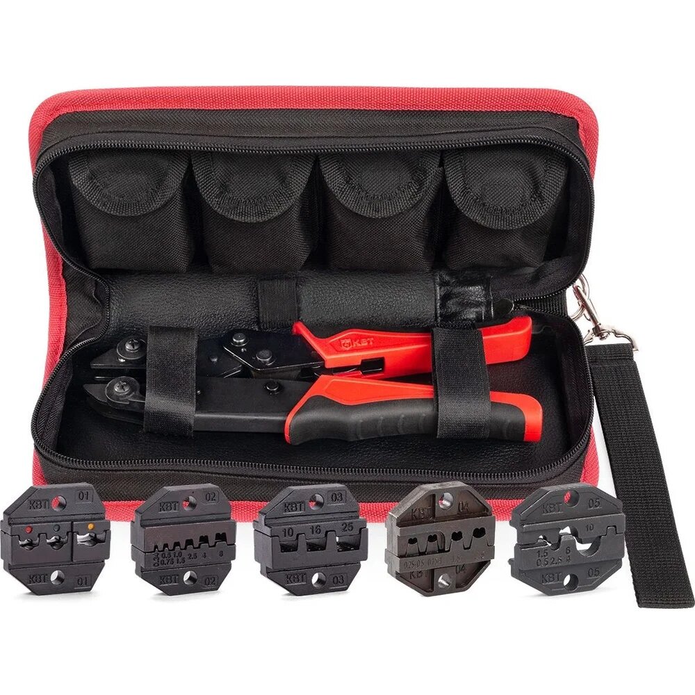 Набор инструментов в сумке КВТ СТО+5 серии QUICK PRO для работы с изолированными и втулочными наконечниками, вес