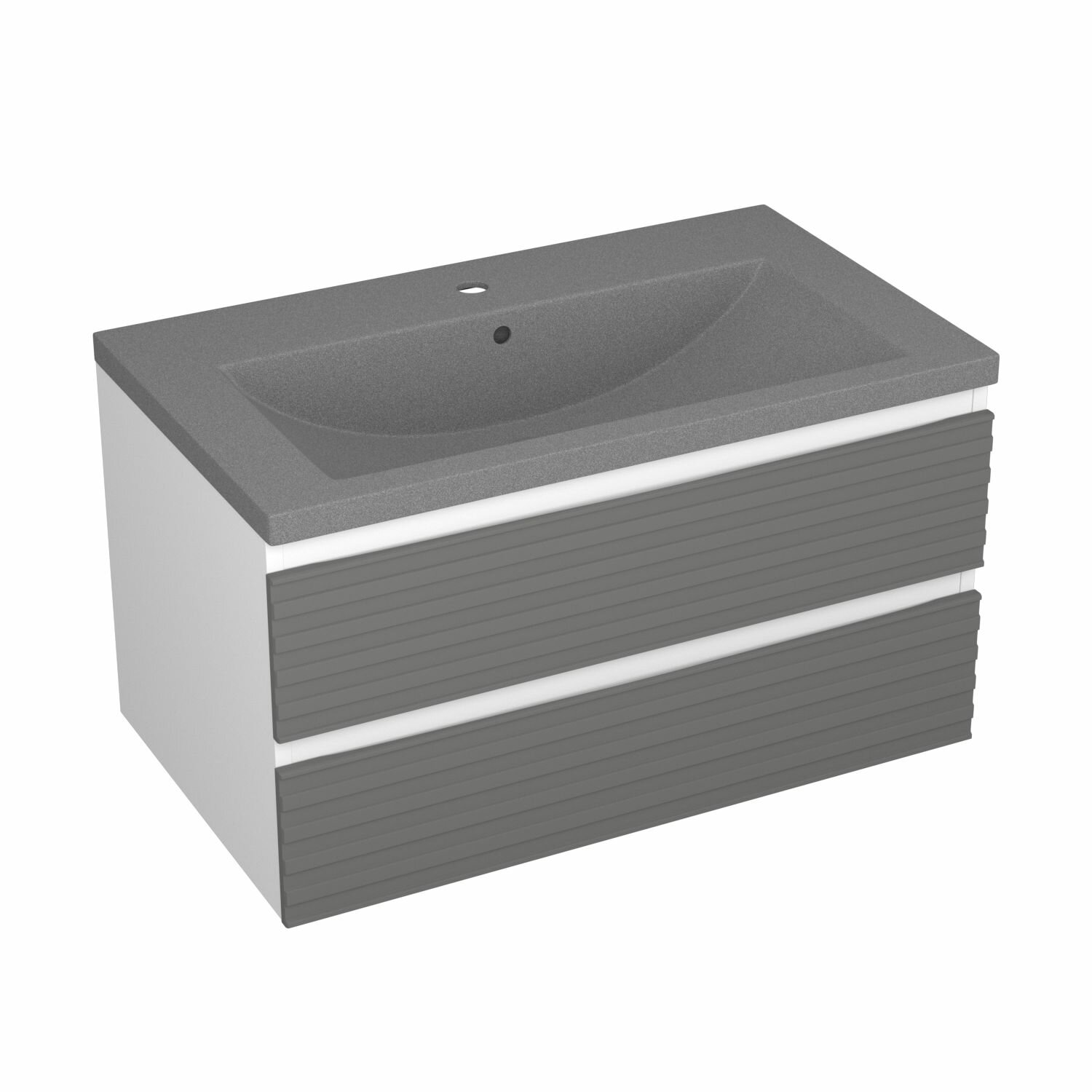 Тумба под раковину Bau Stil Loft grey brushed, раковина кварцевая BAU Stil 75, серый металлик