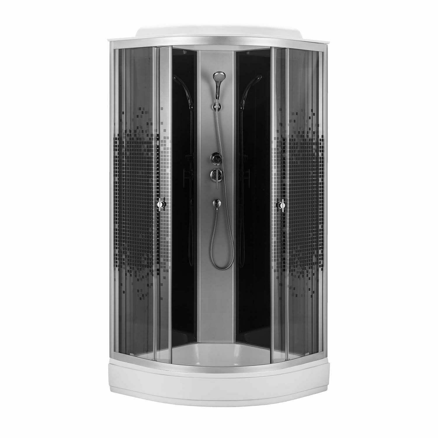 Душевая кабина Loranto 100x100x215 поддон 13 см, прозрачное стекло с рисунком "мозайка" (CS-1000-13ТМ/М)