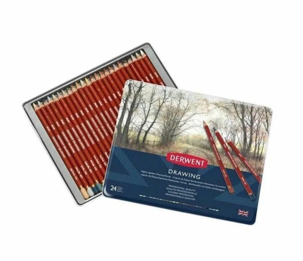 Карандаши цветные DERWENT DRAWING набор 24 цвета