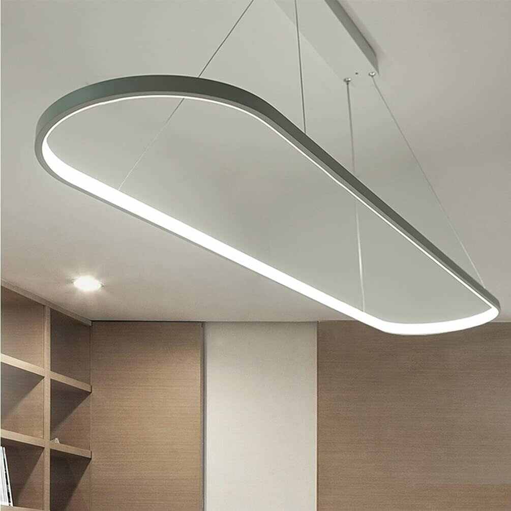 LED Подвесной светильник для Столовая IWANTDO BD96, Регулируемый по высоте, Белый, L90см, 6000K, 41вт, 8-15 кв. м — фото 1