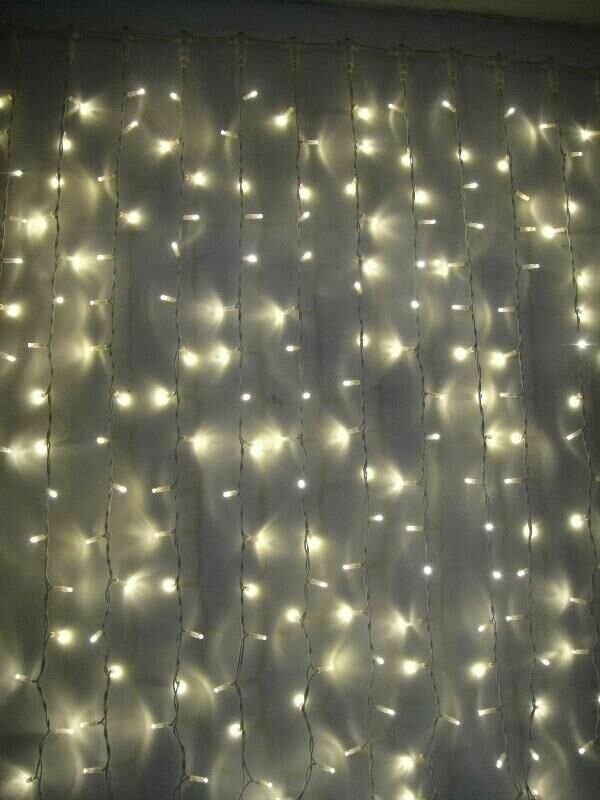 Гирлянда светодиодная "Бахрома" 1.8х0.5м 48LED схема нитей 1/2/3/5/3/2 тепл. бел. IP20 возможность соединения до 3шт 220В космос KOC_CUR-V21