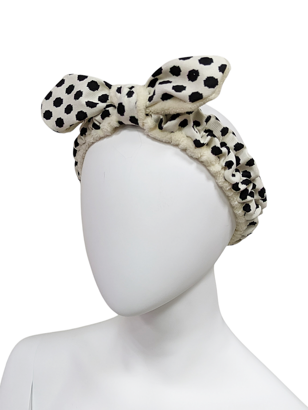 Повязка для умывания Lilit Бант, в горошек, 15х13см, белый и черный