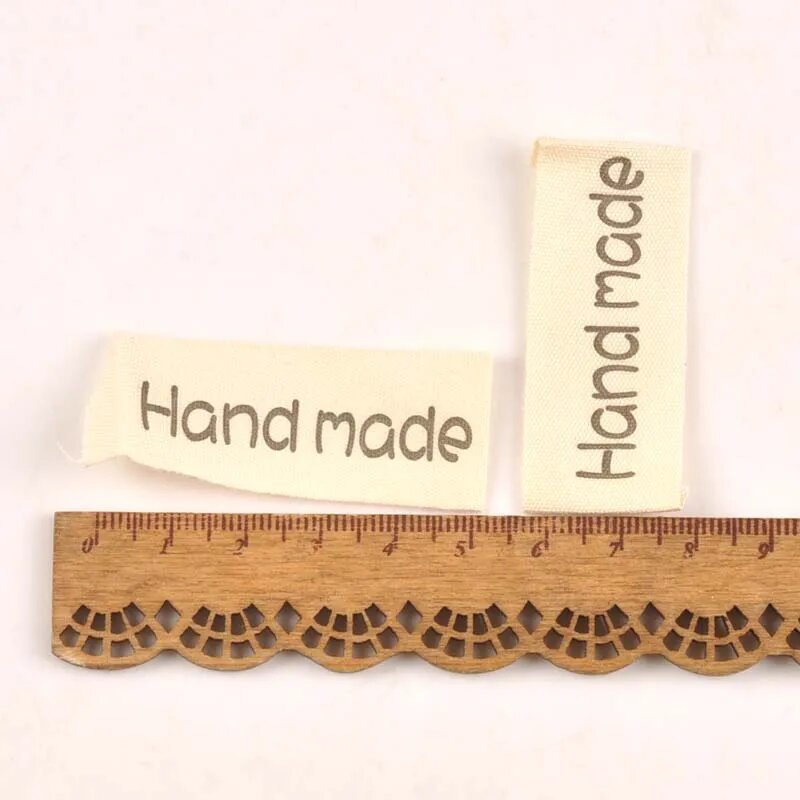 Бежевые хлопковые этикетки для одежды 50 шт CP2395 1