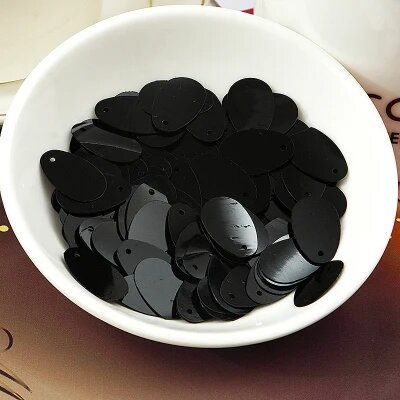 ПВХ пайетки овальные 12*20 мм 100 шт lucky sewing Черный, black