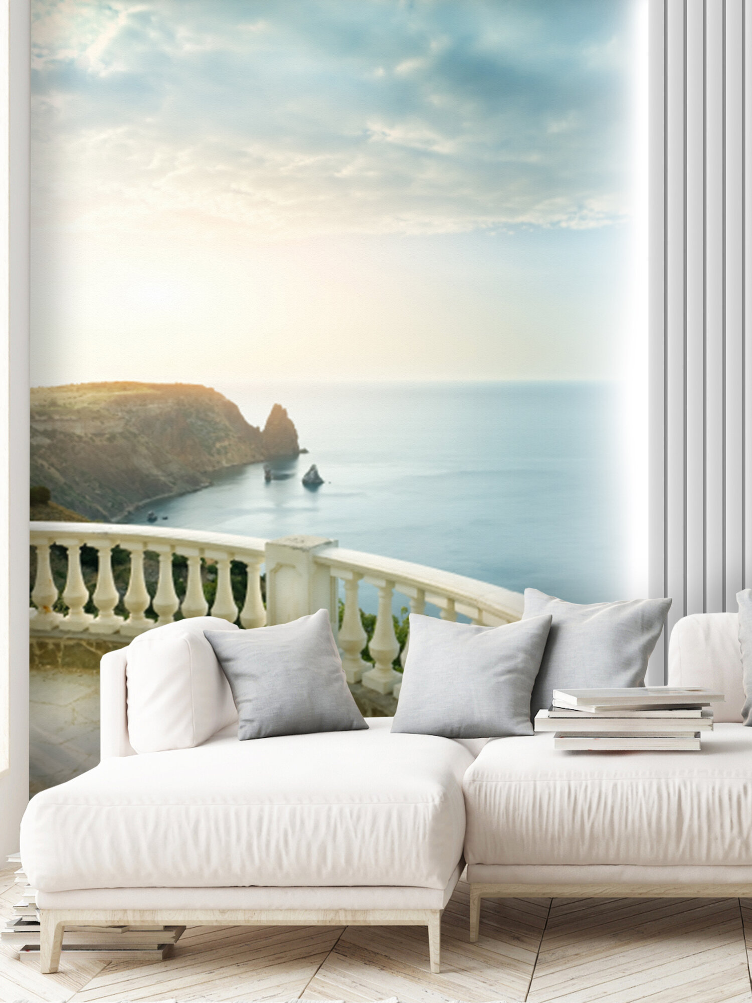 Фотообои 200 х 270 см "Вид на океан", дизайнерские, море, пейзаж / Обои на стену, в гостиную, спальню, для кухни, в зал