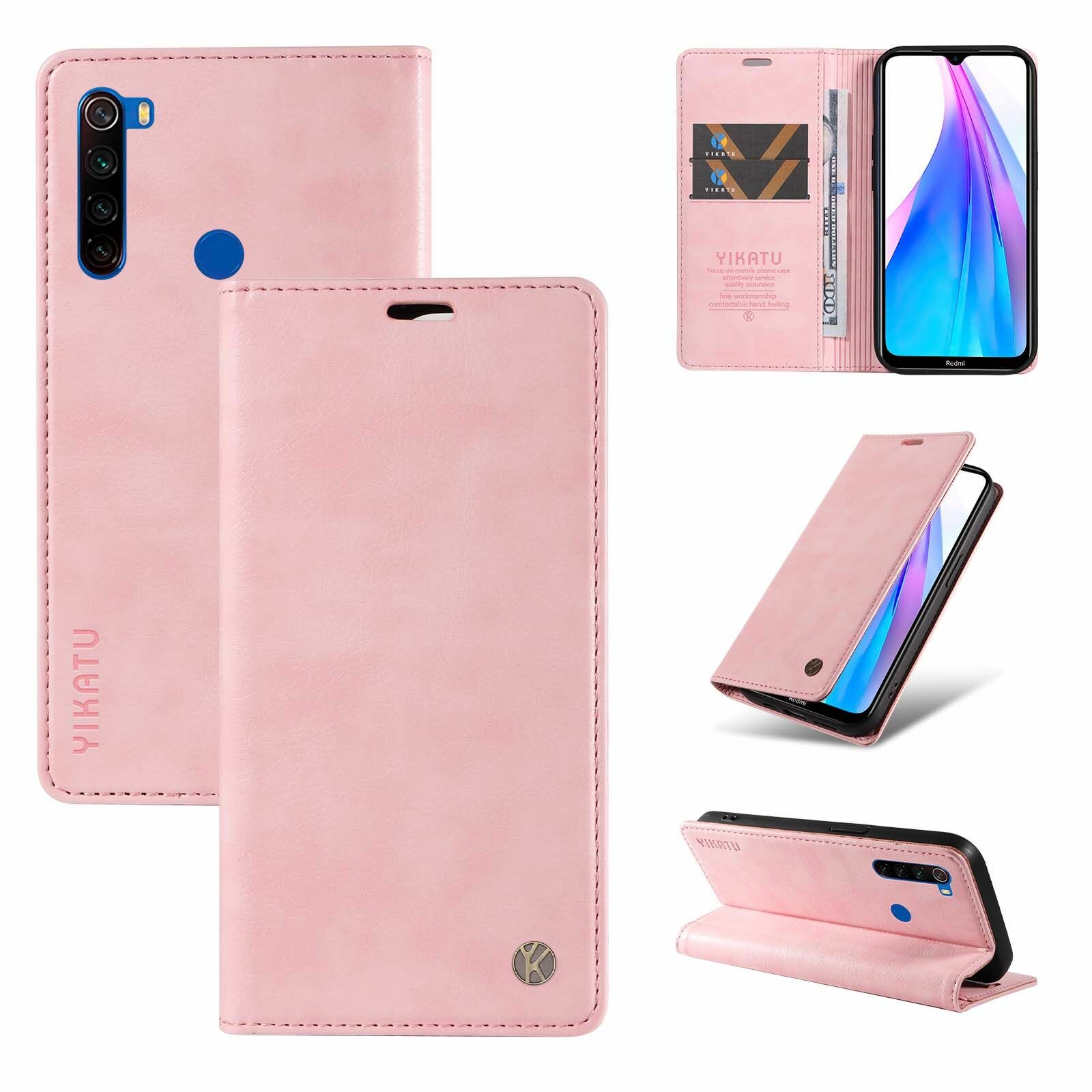 YIKATU Кожаный чехол для Xiaomi Redmi Note 8T (Сяоми Редми Ноут 8Т и Ксиаоми Нот 8 Т) с визитницей из экокожи книжка