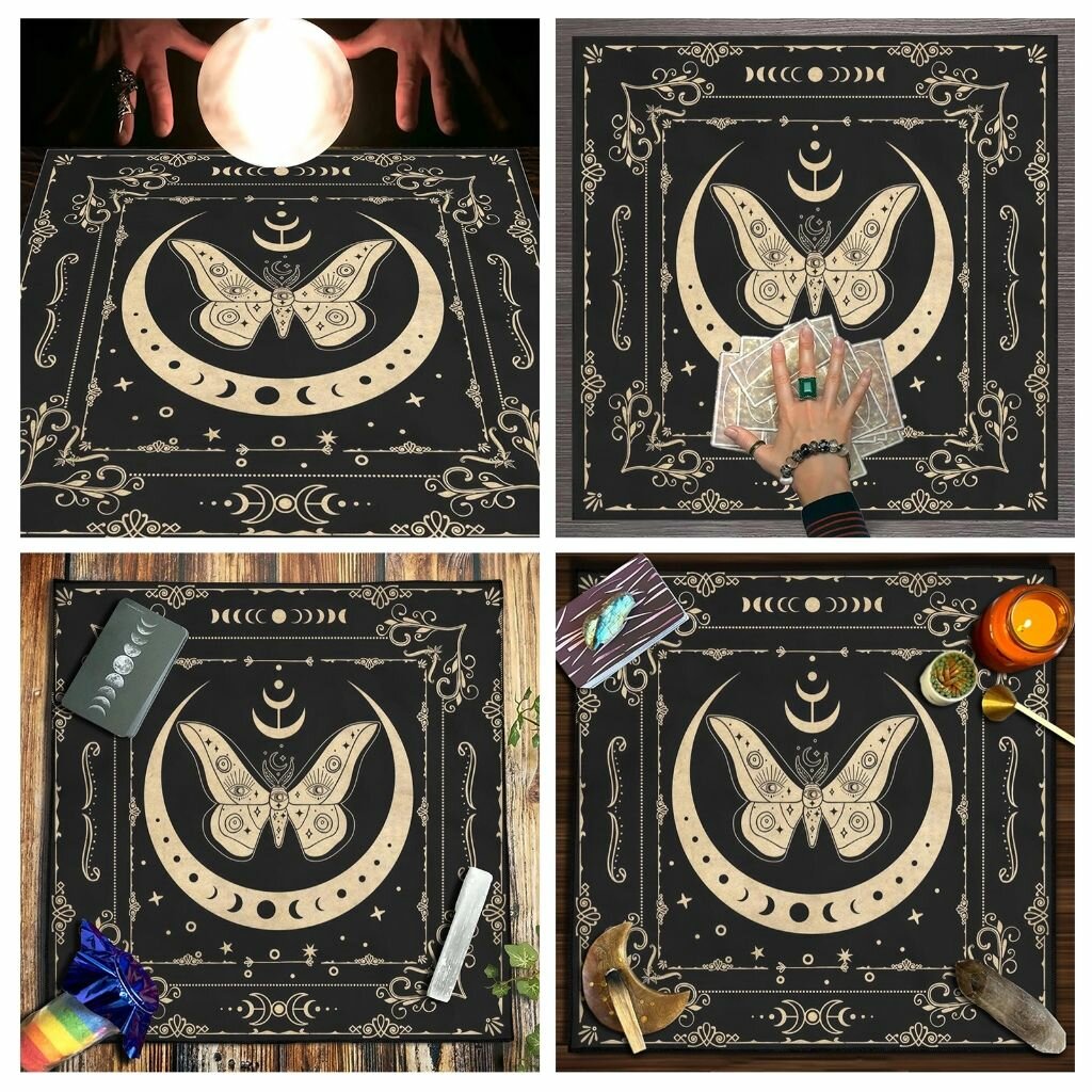 1 штука скатерти таро с бабочкой и цветком фазы луны-251 50x50 см