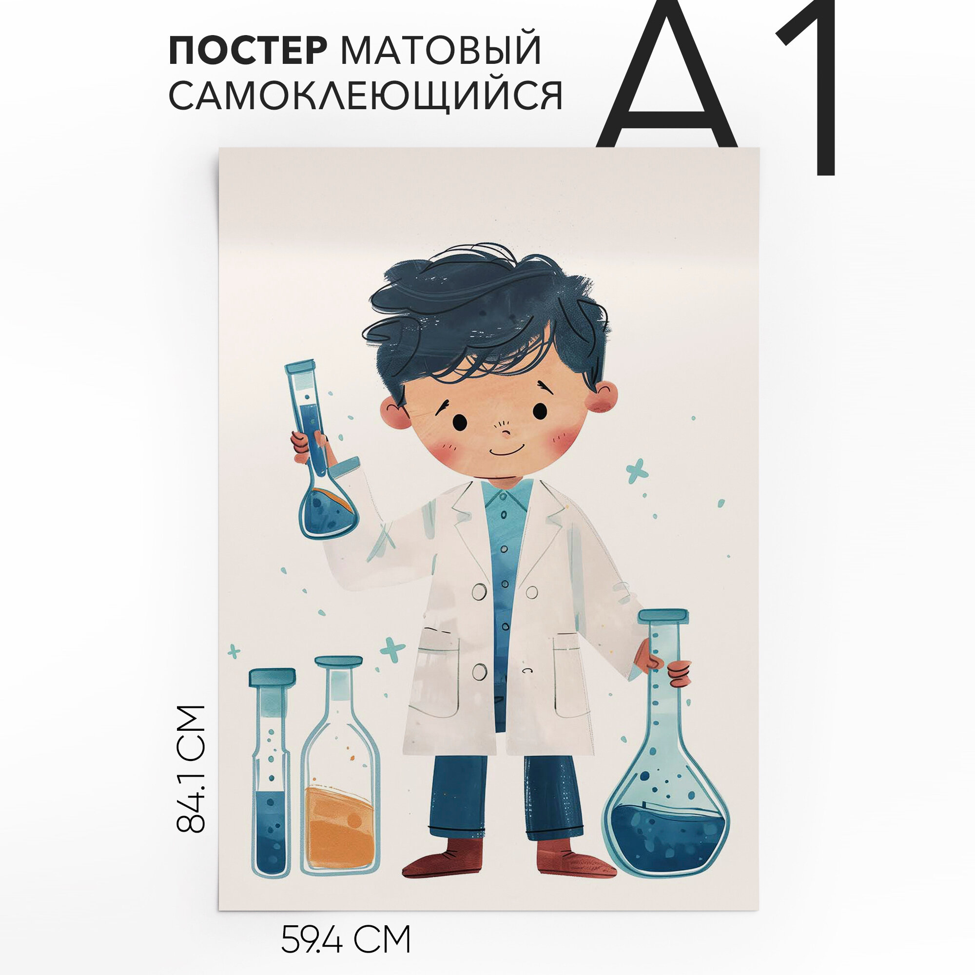 Постеры на стену самоклеящийся, большой A1 Химик, влагостойкий, для декора