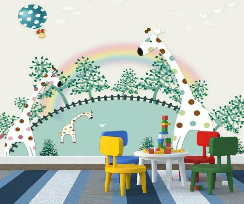 Фотообои Жирафы и радуга 15-178-L 300 х 400 см (ВхШ) Бесшовные, флизелиновые, влагостойкие обои MasterFresok